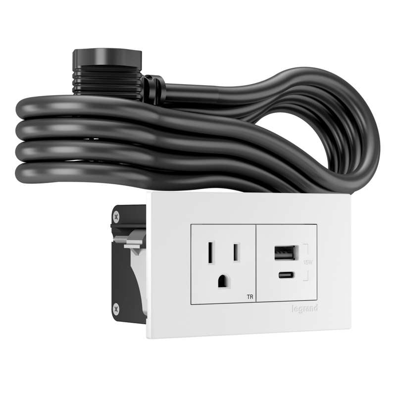 Wiremold dash Furniture Power Center, Outlet and USB A/C, White — AVI ...
