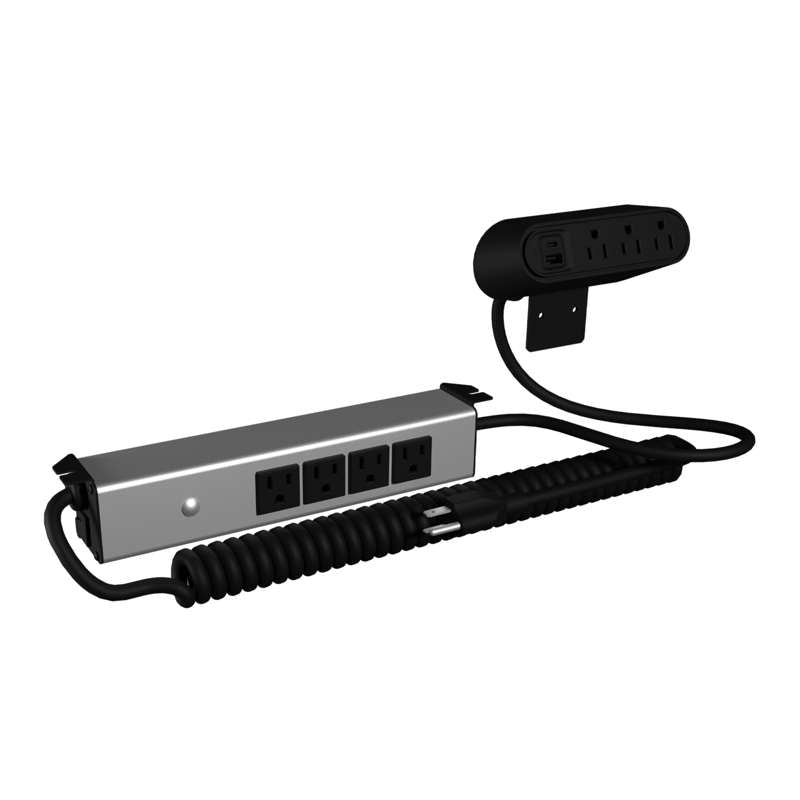 Wiremold Sit Stand Desk Power Hub with Quad Outlets and USB Ports, Bla ...